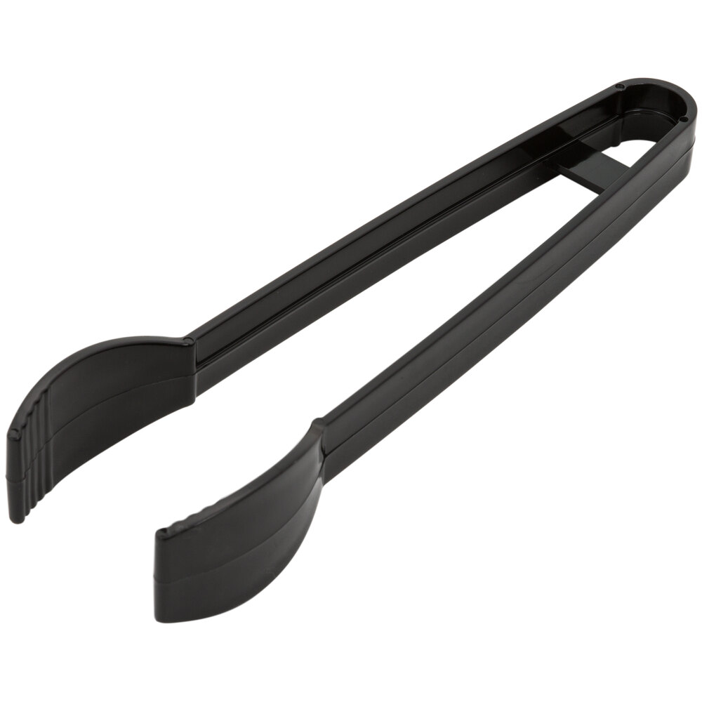 Fineline 3307-BK 7" Black Plastic Tongs - 3/Pack