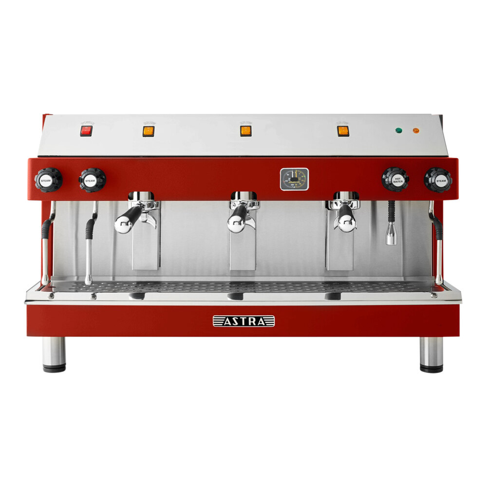 Astra Mega III M3S-018-RD Semi-Automatic Red Espresso Machine - 220V
