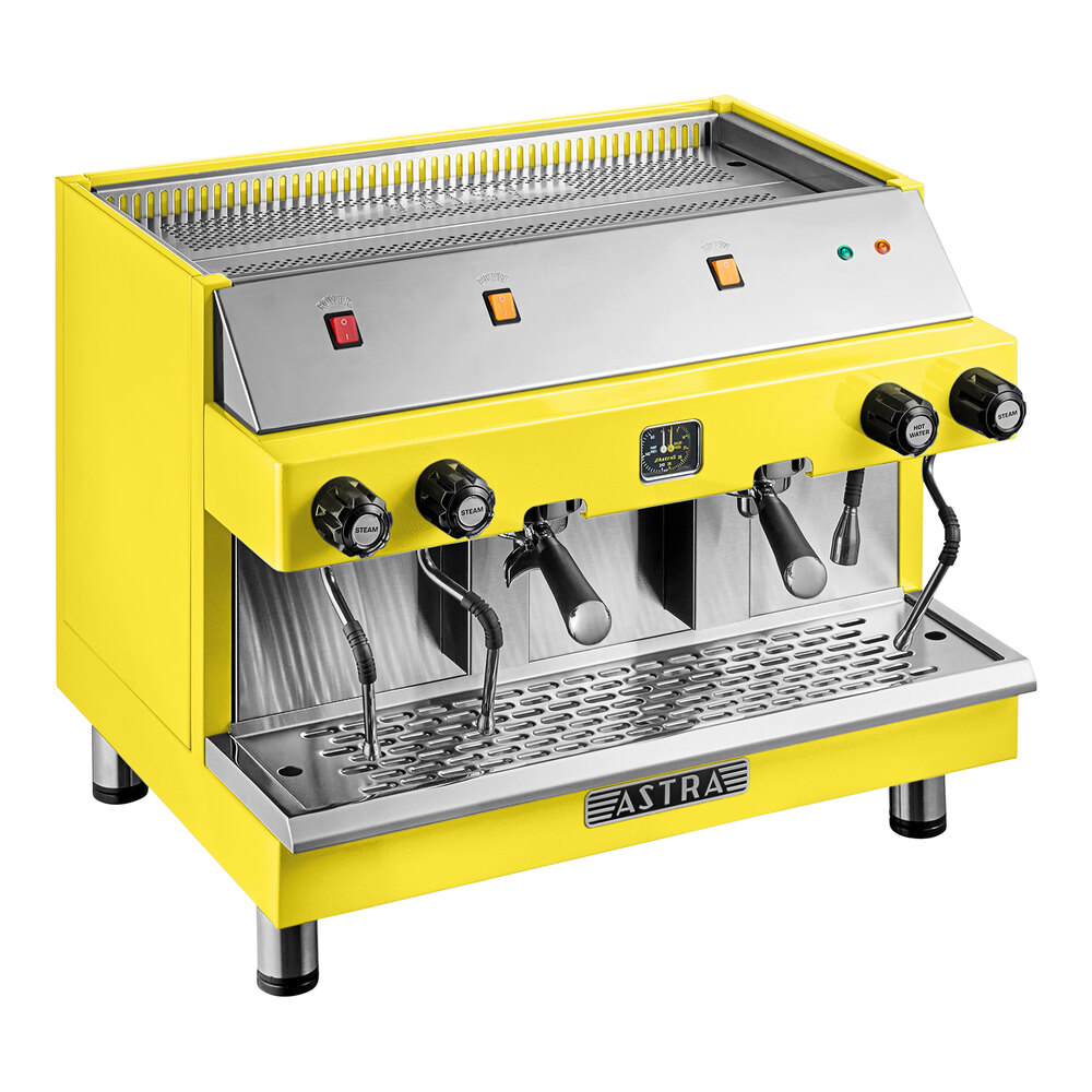Astra Mega II M2S-017-YL Semi-Automatic Yellow Espresso Machine - 220V