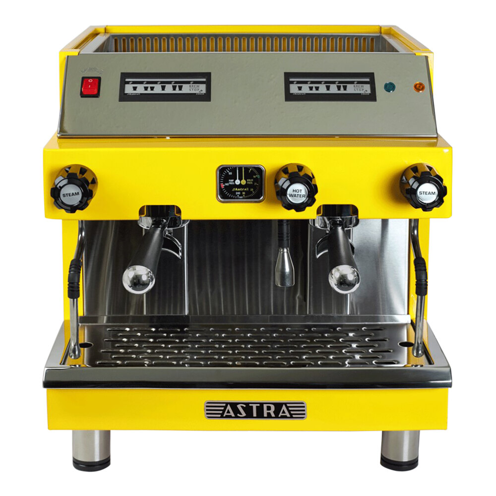 Astra Mega II M2C-014-YL Automatic Yellow Compact Espresso Machine - 220V