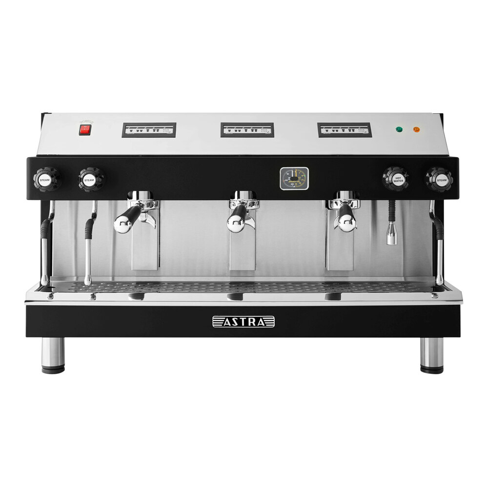 Astra Mega III M3S-018-GLB Semi-Automatic Black Espresso Machine - 220V
