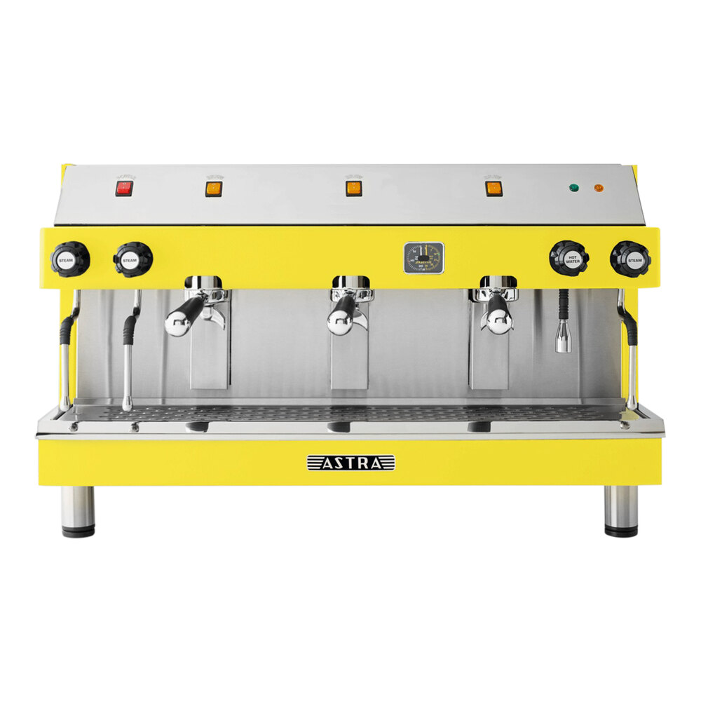 Astra Mega III M3S-018-YL Semi-Automatic Yellow Espresso Machine - 220V