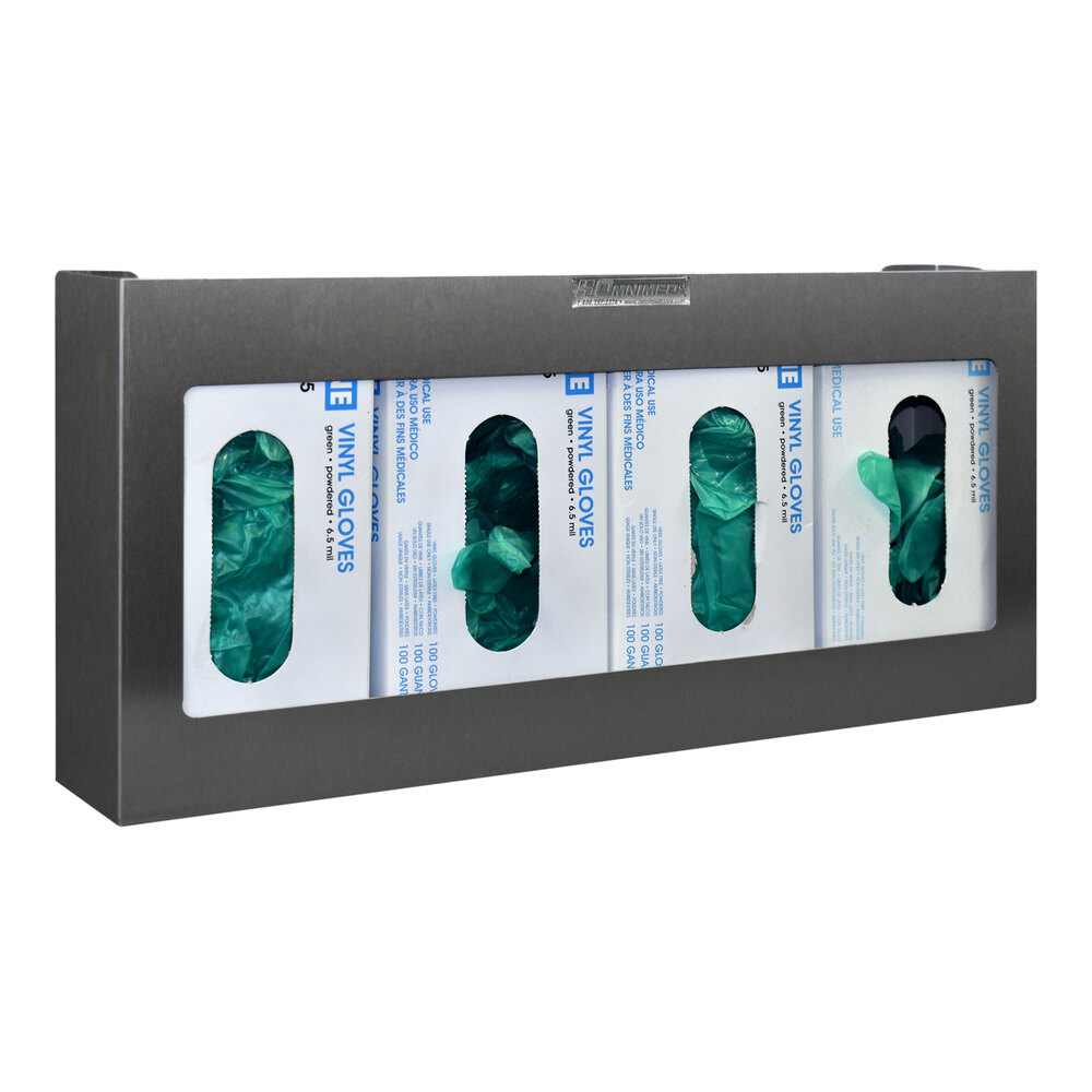 Omnimed Stainless Steel 4-Box Disposable Glove Dispenser with Magnet Mount