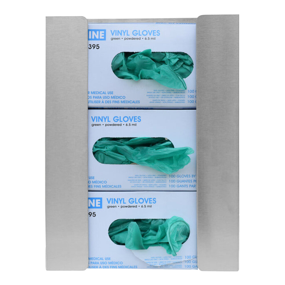 Omnimed Stainless Steel 3-Box Disposable Glove Dispenser with Magnet Mount