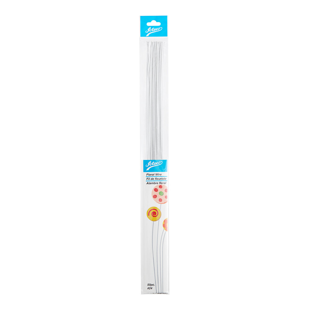 Ateco 14" 24 Gauge Paper-Wrapped Steel White Floral Wire 6224 - 50/Case