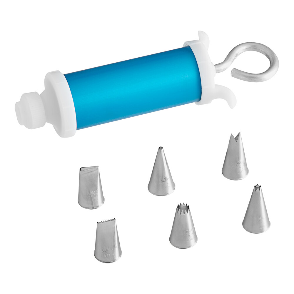 Ateco 3.5 oz. Decorating Syringe Set with 6 Stainless Steel Piping Tips 701
