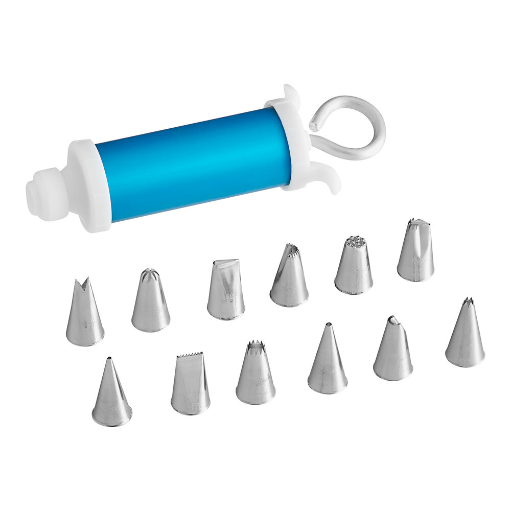 Ateco 3.5 oz. Decorating Syringe Set with 12 Stainless Steel Piping ...