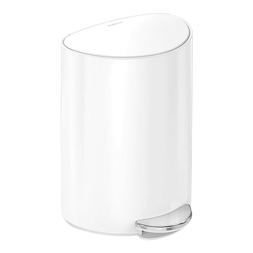 simplehuman CW2108 1.6 Gallon / 6 Liter White Stainless Steel Semi ...
