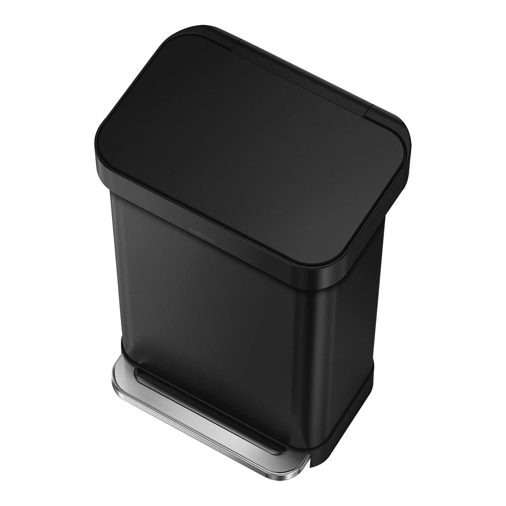 simplehuman CW2092 12 Gallon / 45 Liter Matte Black Stainless Steel ...