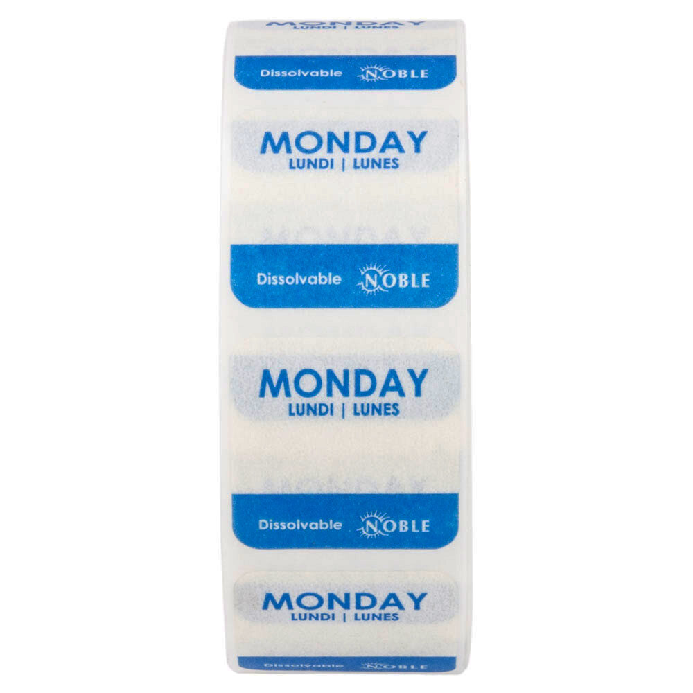 Noble Products Monday 1" Dissolvable Day of the Week Label - 1000/Roll