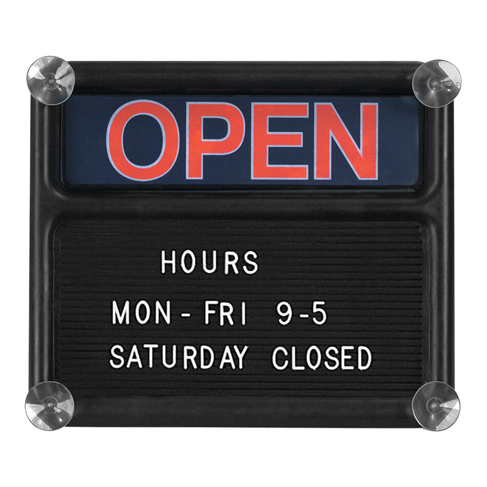 United Visual Products 14" x 12" Black Plastic Open / Closed Sign with ...