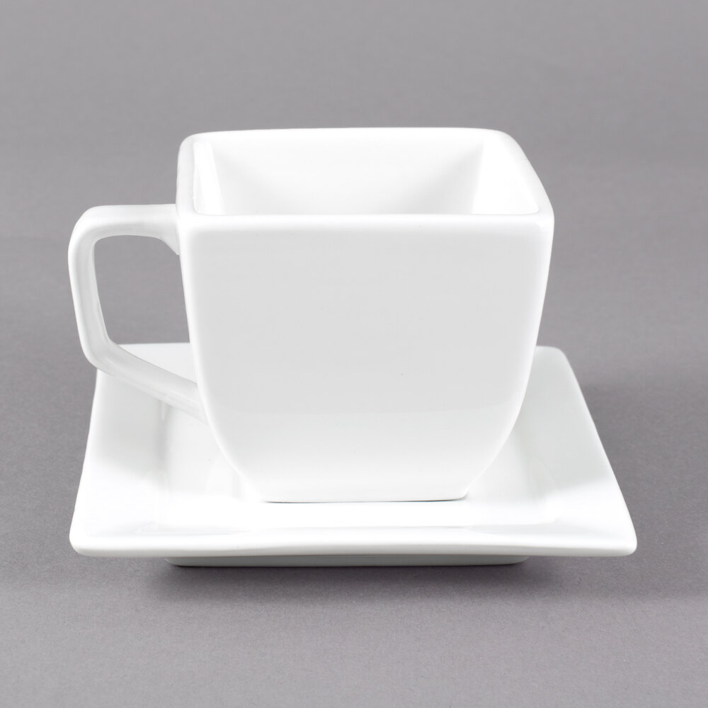 10 Strawberry Street WTR-CUP Whittier 4 oz. White Square Porcelain Cup ...