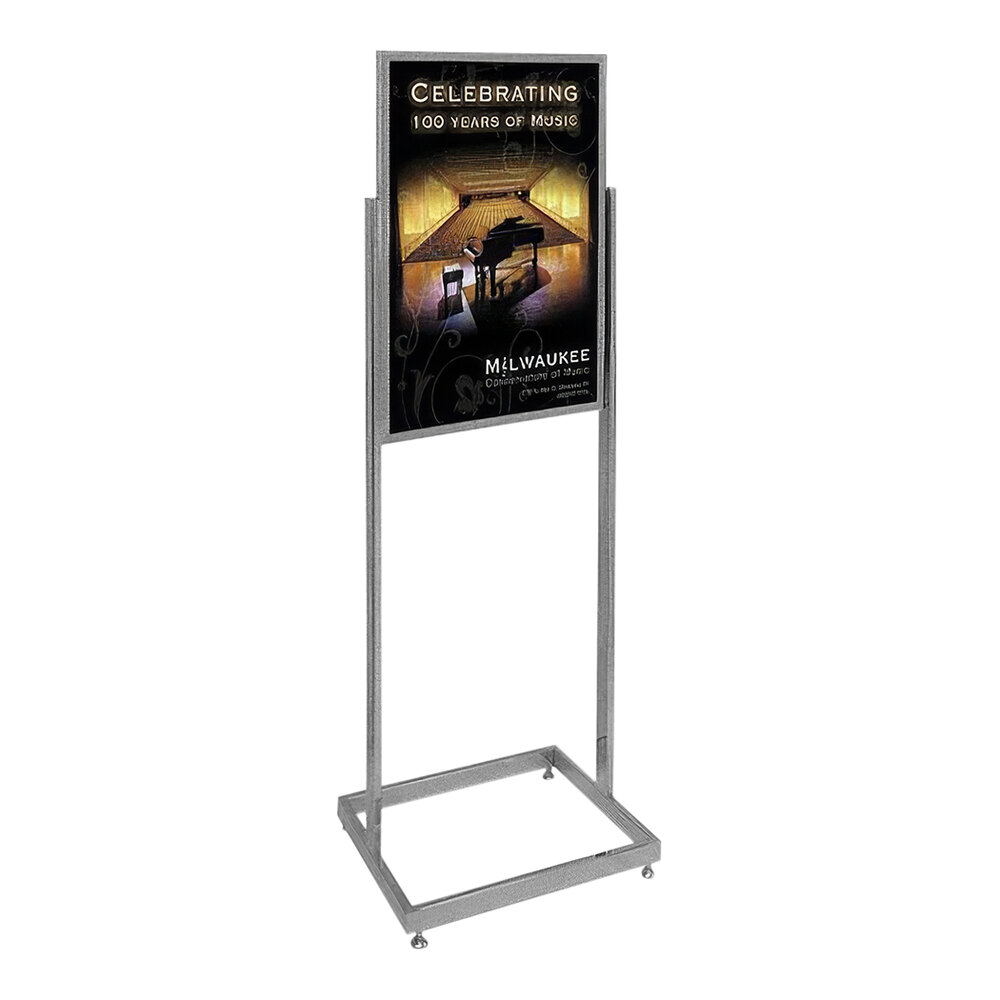 United Visual Products 22" x 28" Chrome Steel Pedestal Poster Stand ...