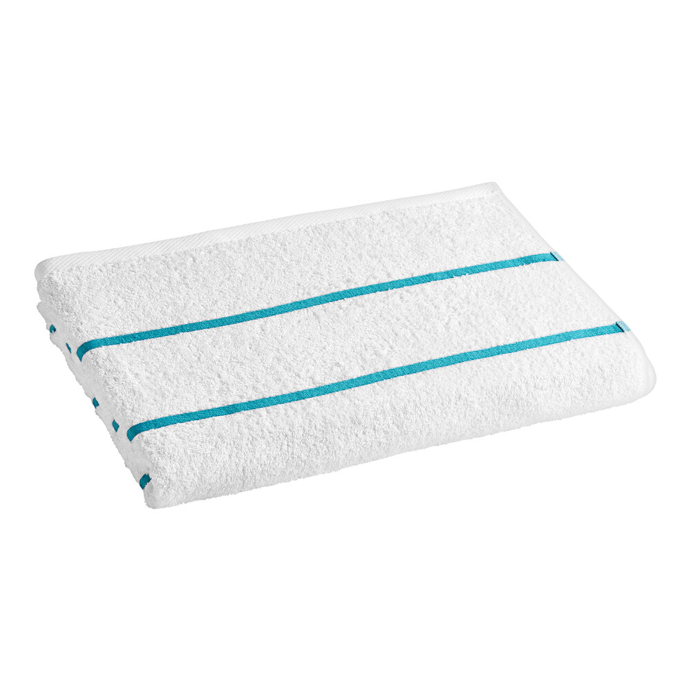 Oxford 30" x 60" Aqua Stripes Cotton / Polyester Pool Towel 12.5 lb ...