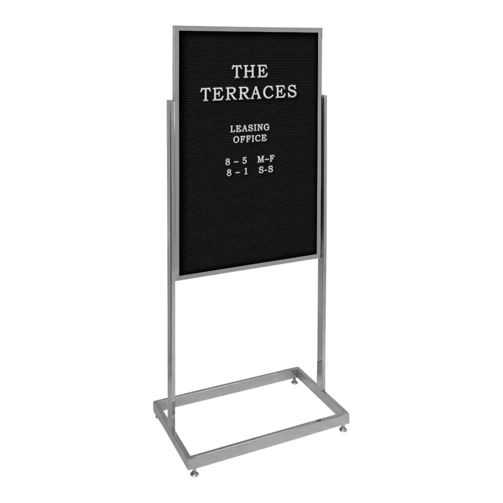 United Visual Products 24" x 36" Black Double-Sided Open Faced Pedestal ...