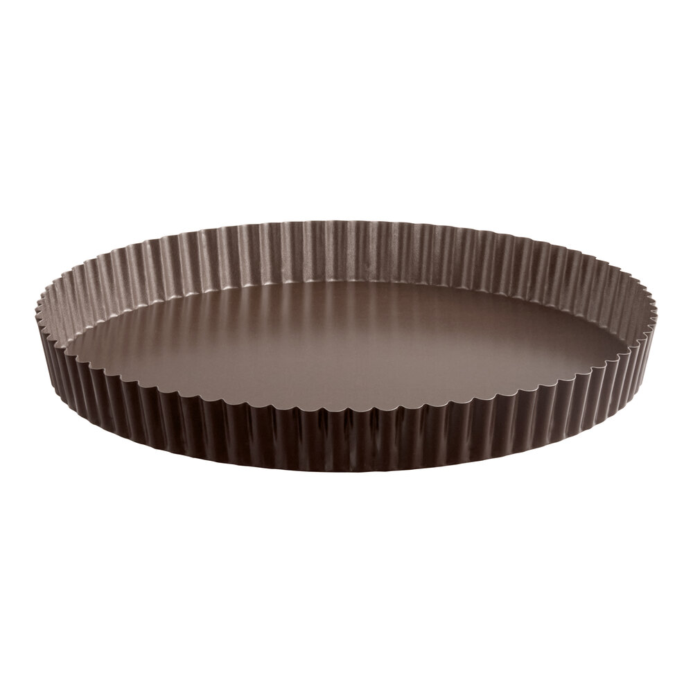 Gobel 12 5/8" x 1 3/8" Round Fluted Deep Non-Stick Tart / Quiche Pan ...
