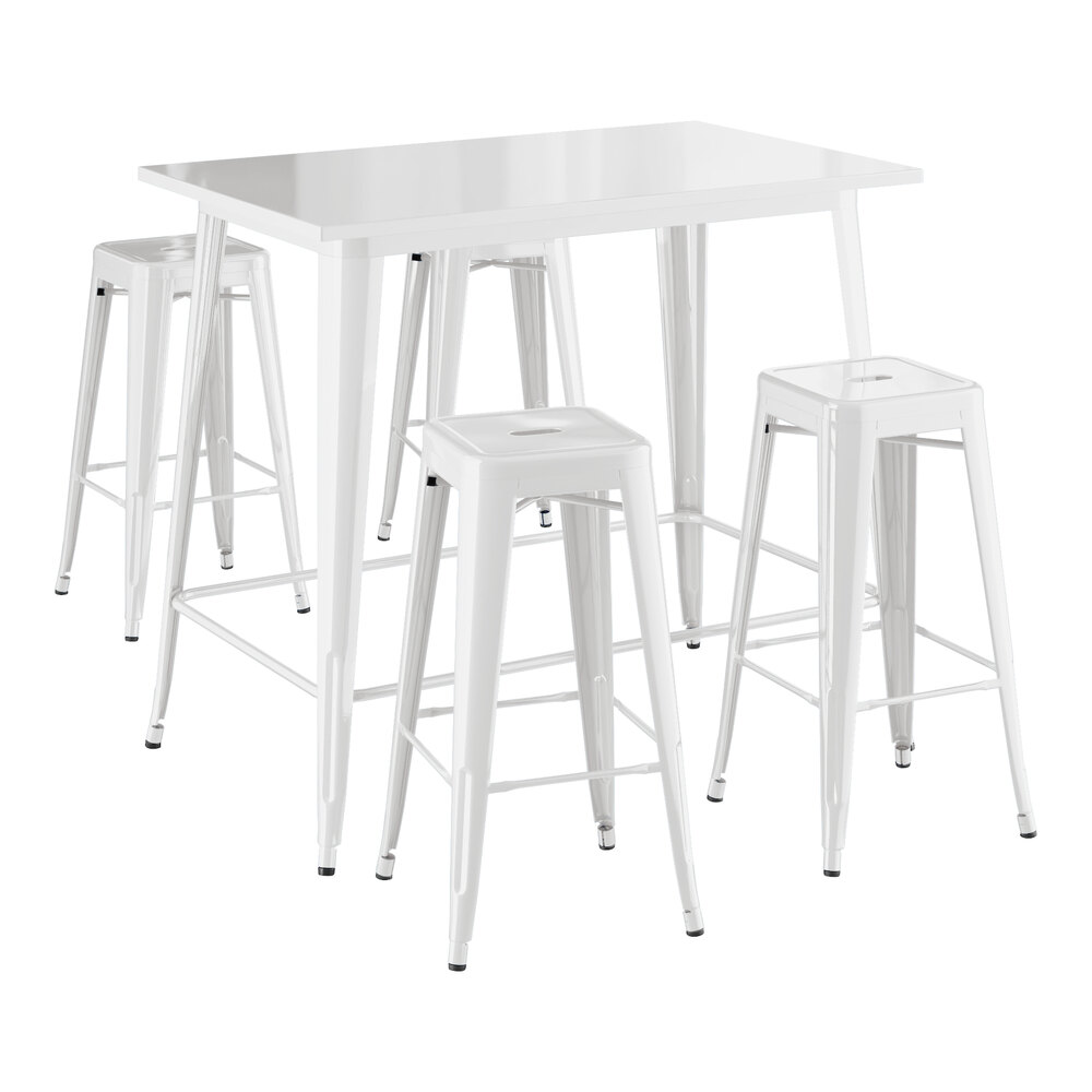 Lancaster Table & Seating Alloy Series 48" x 30" Pearl White Bar Height ...