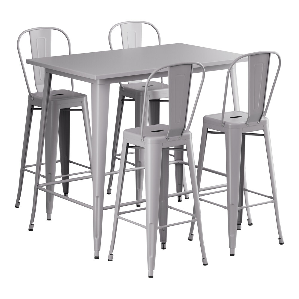Lancaster Table & Seating Alloy 48" x 30" Nickel Gray Bar Height ...