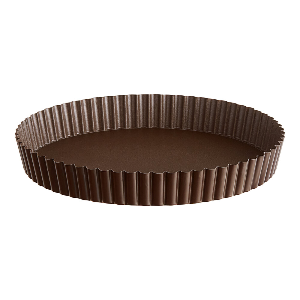 Gobel 10 1/4" x 1 3/8" Round Fluted Deep Non-Stick Tart / Quiche Pan with Removable Bottom 226632