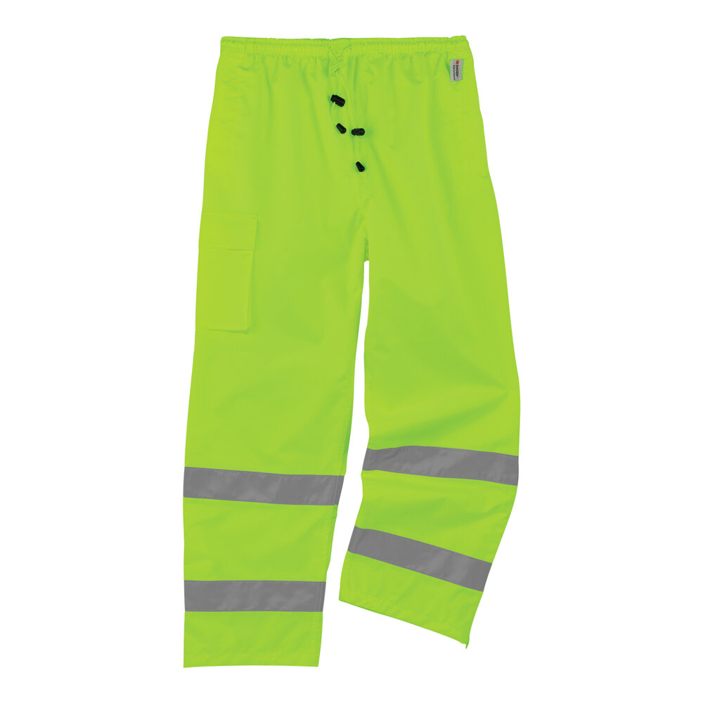 Ergodyne GloWear 8915 Class E Hi-Vis Lime Breathable Rain Pants 24422 - Small