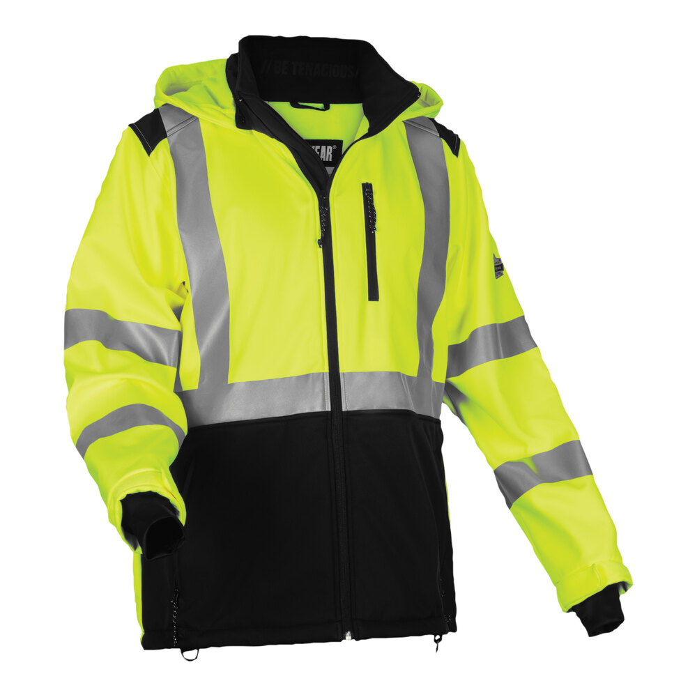 Ergodyne GloWear 8353 Type R Class 3 Hi-Vis Lime Water-Resistant Softshell Jacket with Black ...