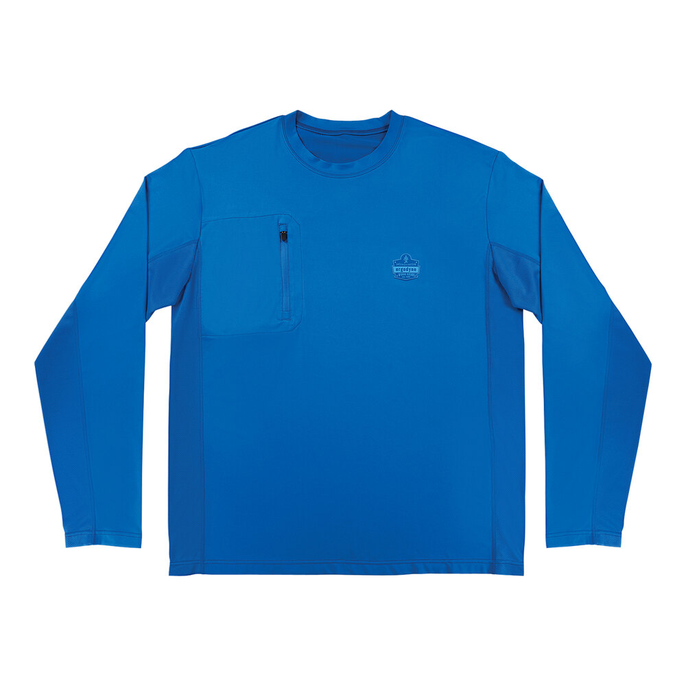 Ergodyne Chill-Its 6689 Blue Evaporative Cooling Long Sleeve Shirt with ...