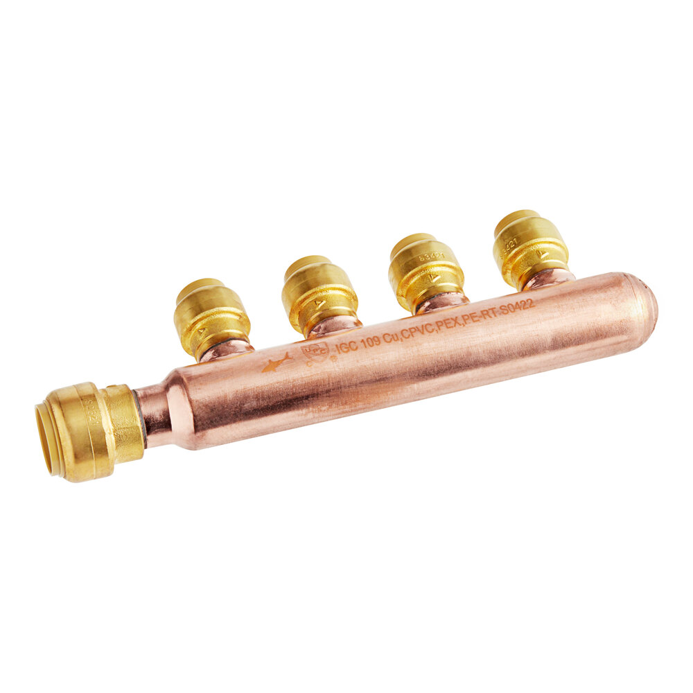 SharkBite™ 25555LF 3/4" x 1/2" Brass Push-To-Connect Tee with 4-Port ...