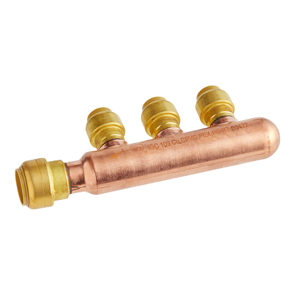 SharkBite™ 25553LF 3/4" x 1/2" Brass Push-To-Connect Tee with 3-Port ...