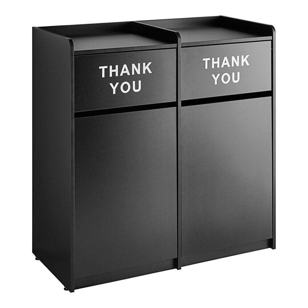 Lancaster Table & Seating Waste 50 Gallon Black Double Waste Receptacle ...