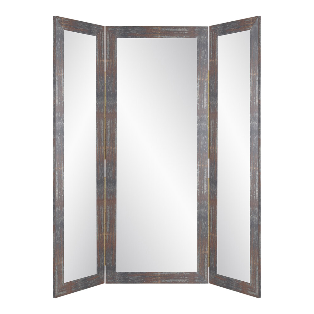 BrandtWorks 64" x 71" Faux Metal Trifold Dressing Mirror