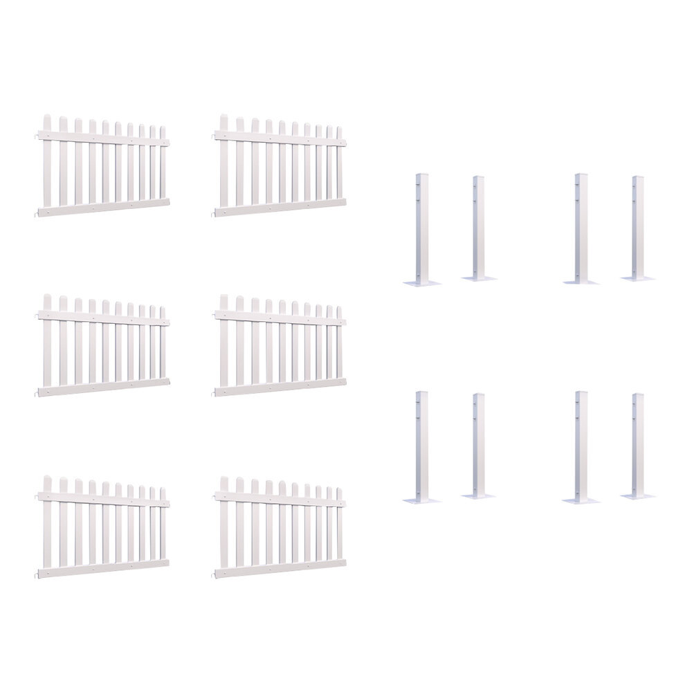 Mod-Fence Mod-Picket 36' White Picket Fence Starter Kit with 6 Fence ...