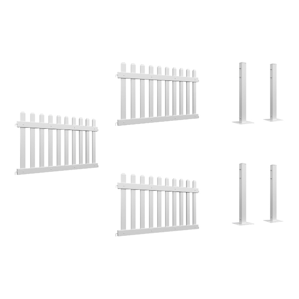 Mod-Fence Mod-Picket 18' White Picket Fence Starter Kit with 3 Fence ...