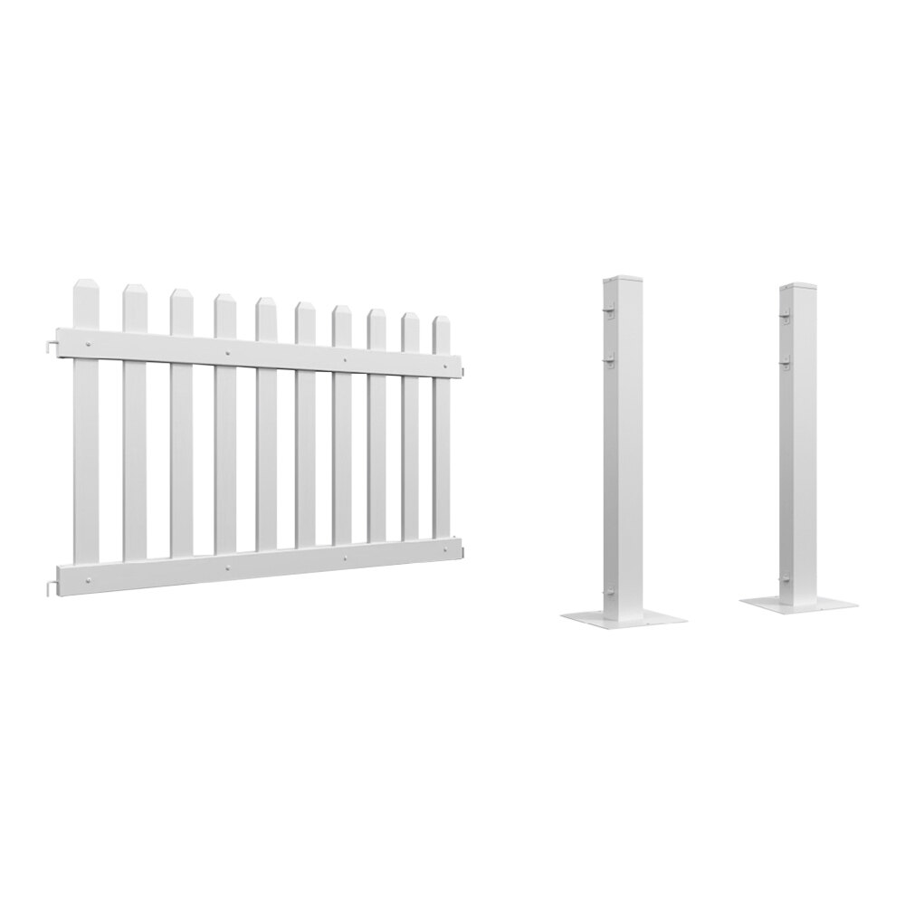 Mod-Fence Mod-Picket 6' White Picket Fence Starter Kit with 1 Fence ...