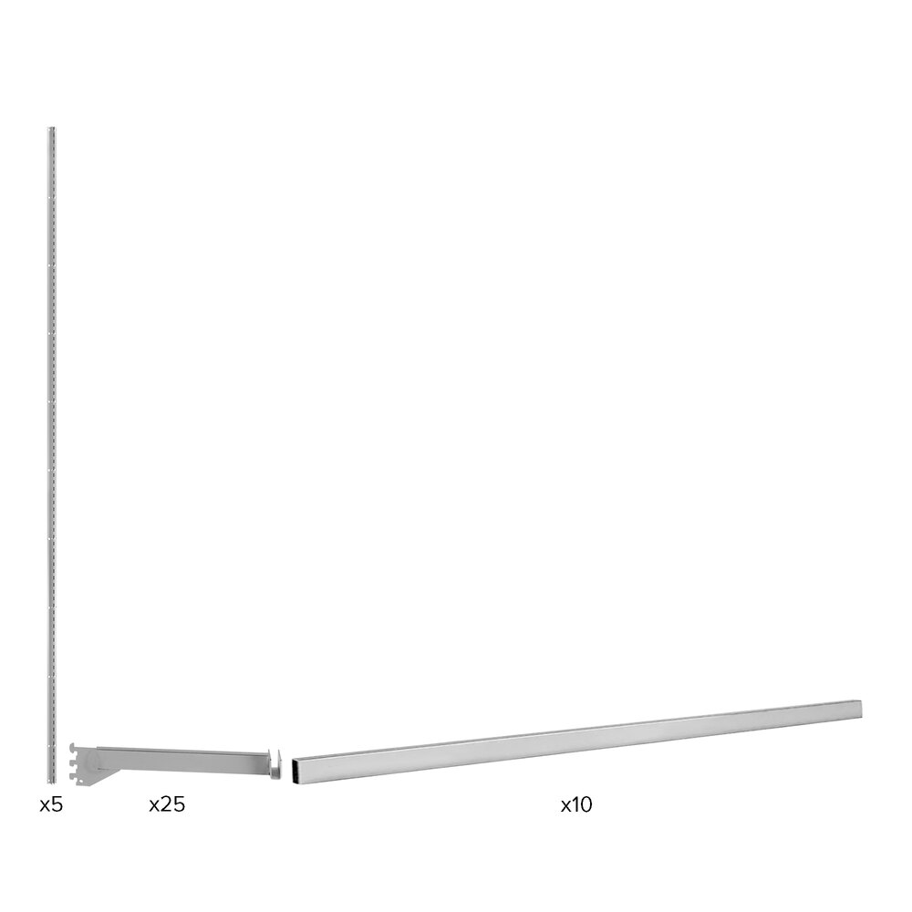 Econoco Beacon 96" x 12" x 72" Metal Wall-Mounted Hangrail Kit with 10 ...