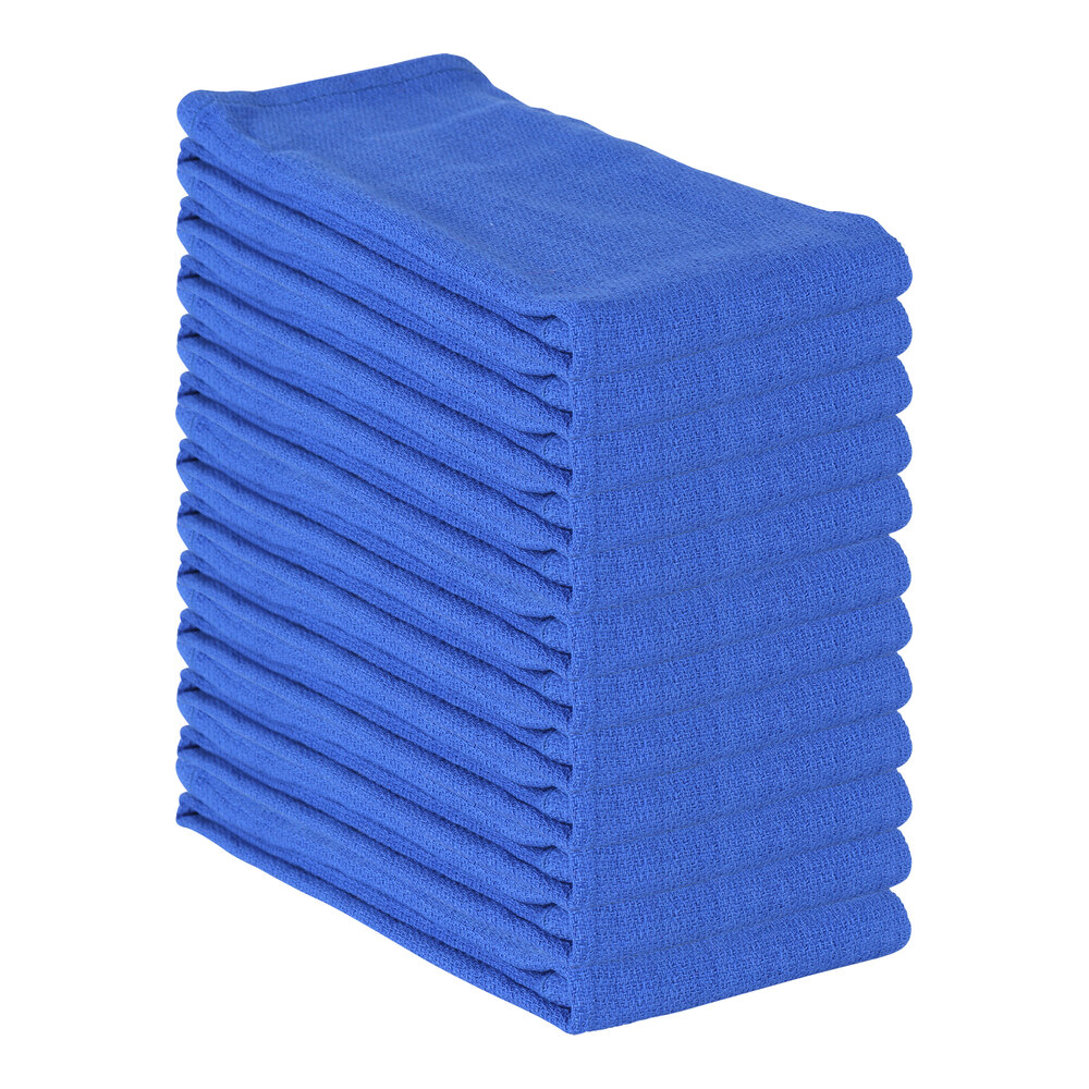 Hospeco 16" x 26" Blue 100% Cotton Huck Towel - 120/Case