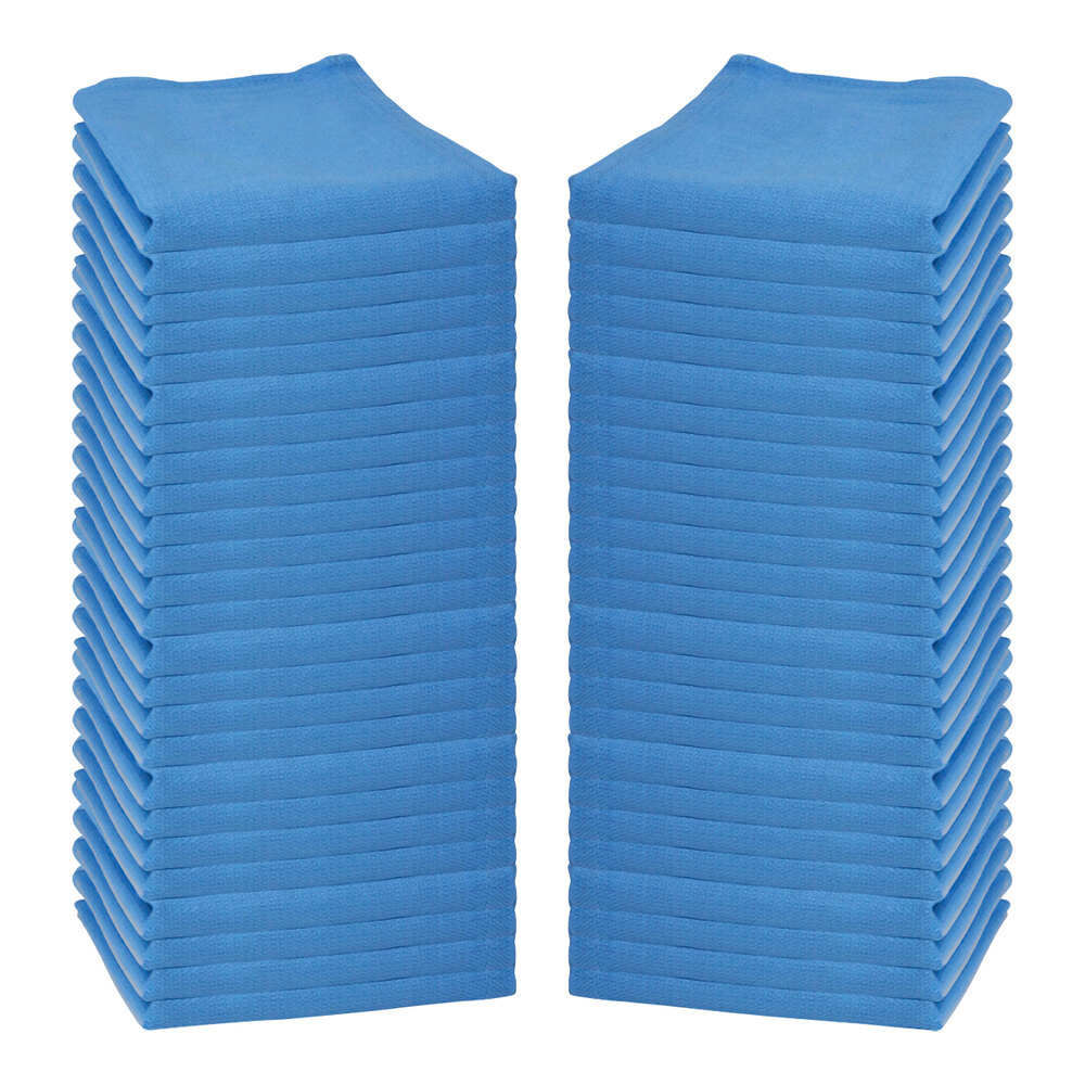 Hospeco 14" x 24" Blue 100% Cotton Huck Towel - 50/Pack