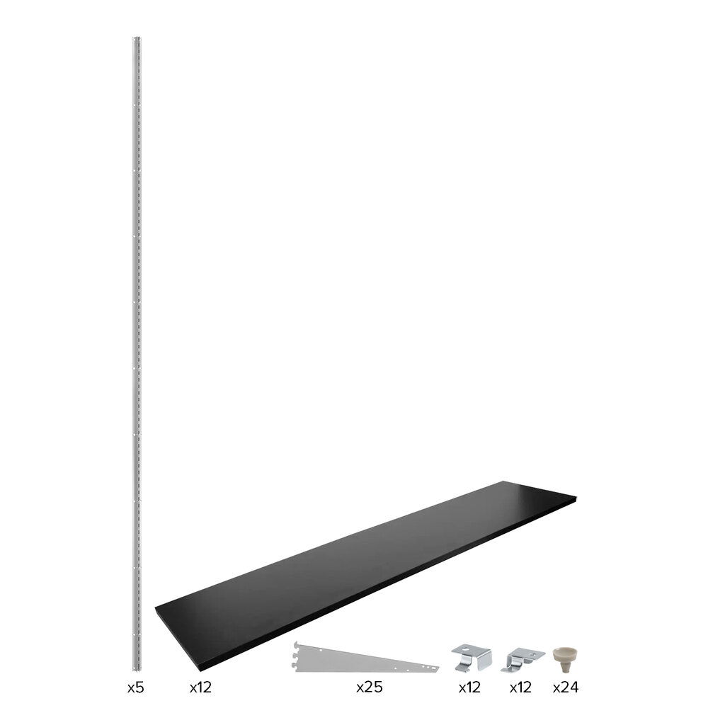 Econoco Beacon 48" x 14" x 72" Metal / Black Melamine Shelf Kit with 5 ...
