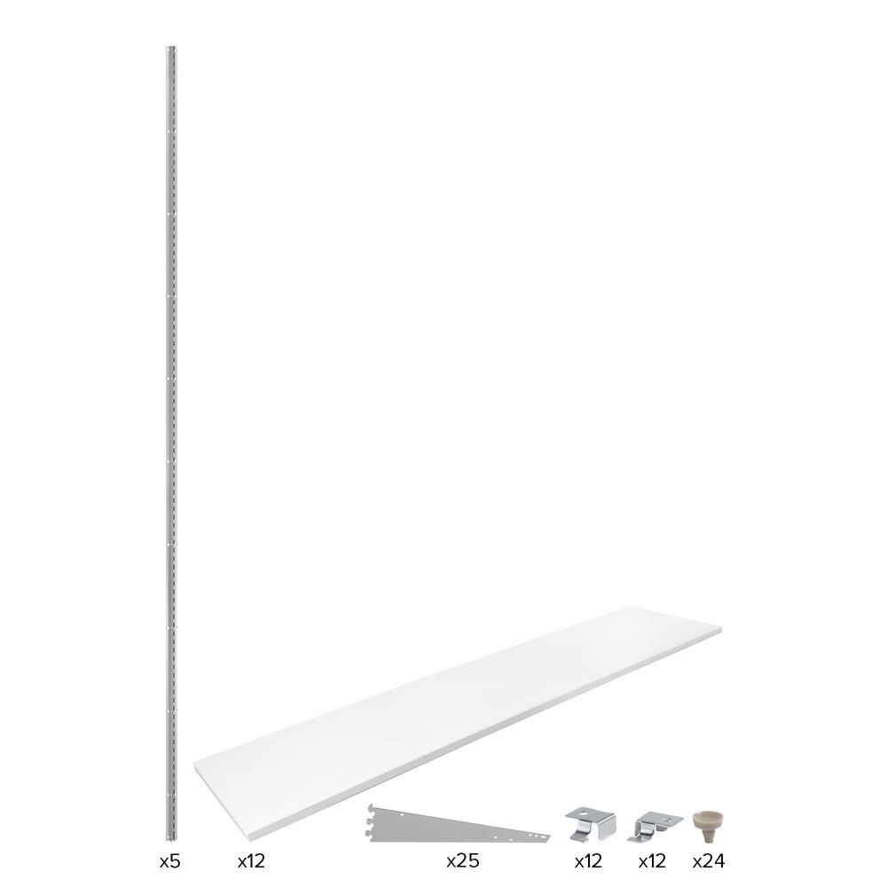 Econoco Beacon 48" x 14" x 72" Metal / White Melamine Shelf Kit with 5 ...