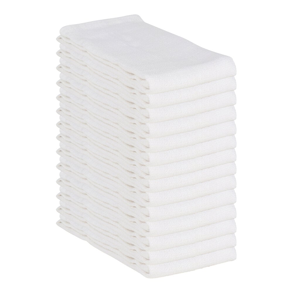 Hospeco 16" x 26" White 100% Cotton Huck Towel - 12/Pack