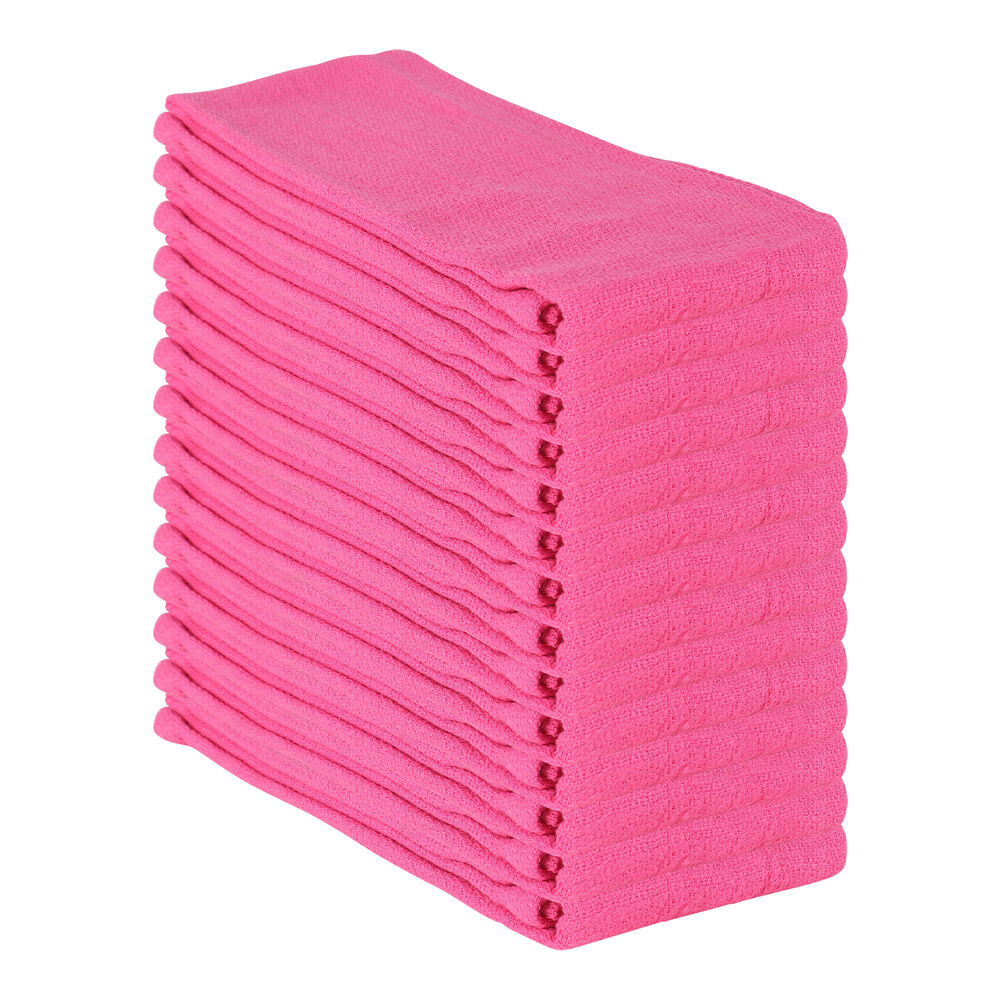 Hospeco 16" x 26" Pink 100% Cotton Huck Towel - 120/Case