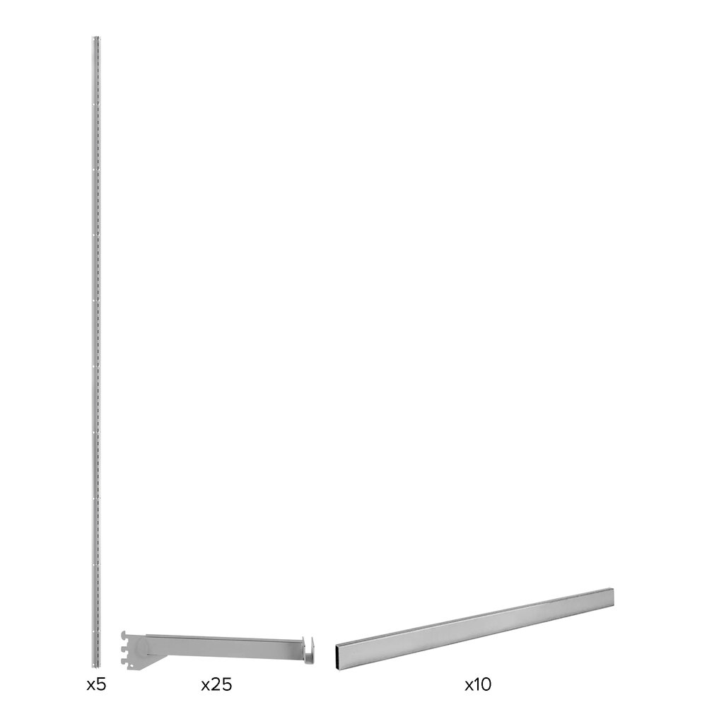 Econoco Beacon 48" x 12" x 72" Metal Wall-Mounted Hangrail Kit with 10 ...