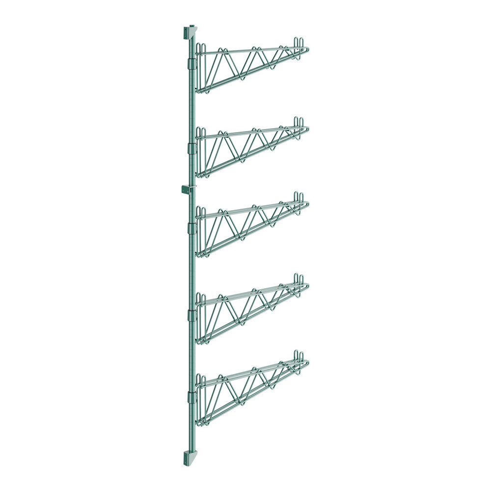 Regency 64" 5-Level Green Epoxy Wall-Mount Middle Shelf Post with ...