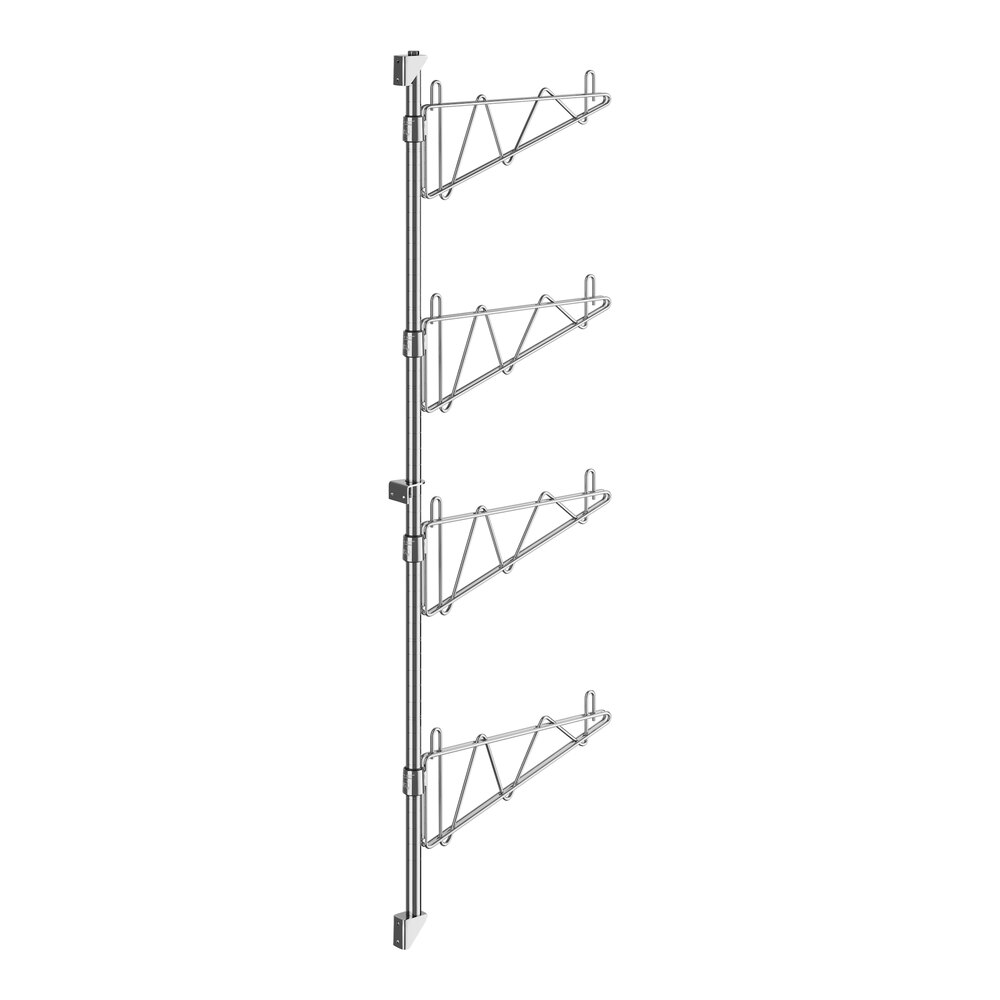 Regency 54" 4-Level Chrome Wall-Mount End Unit Shelf Post with Single ...