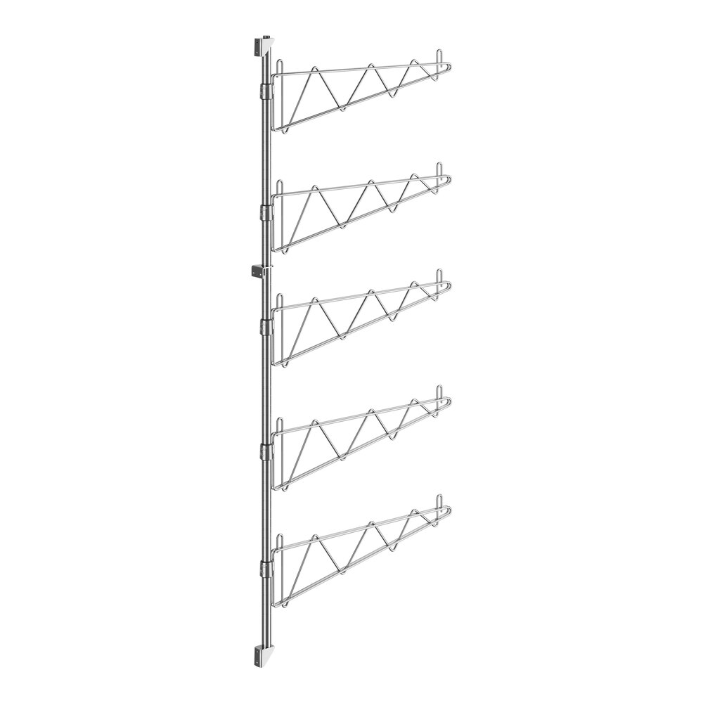 Regency 64" 5-Level Chrome Wall-Mount End Unit Shelf Post with Single ...