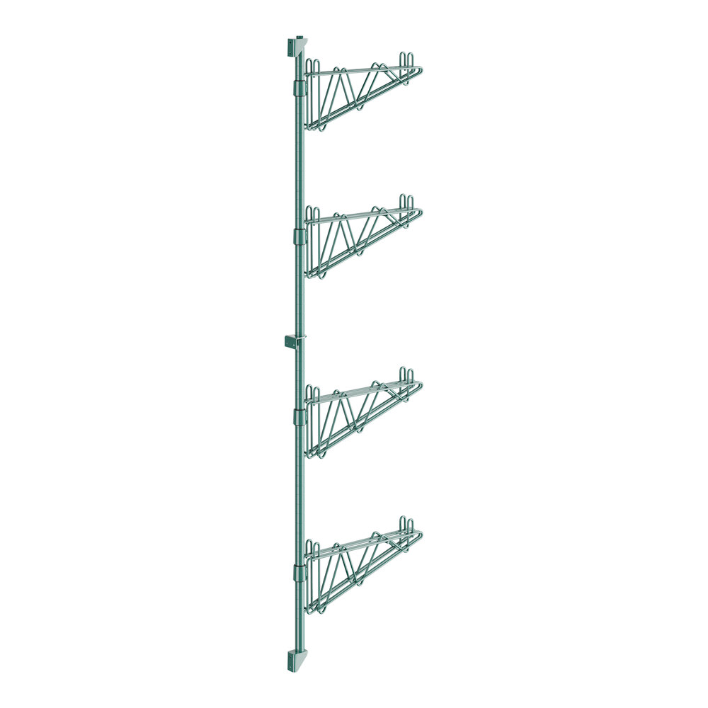 Regency 64" 4-Level Green Epoxy Wall-Mount Middle Shelf Post with ...