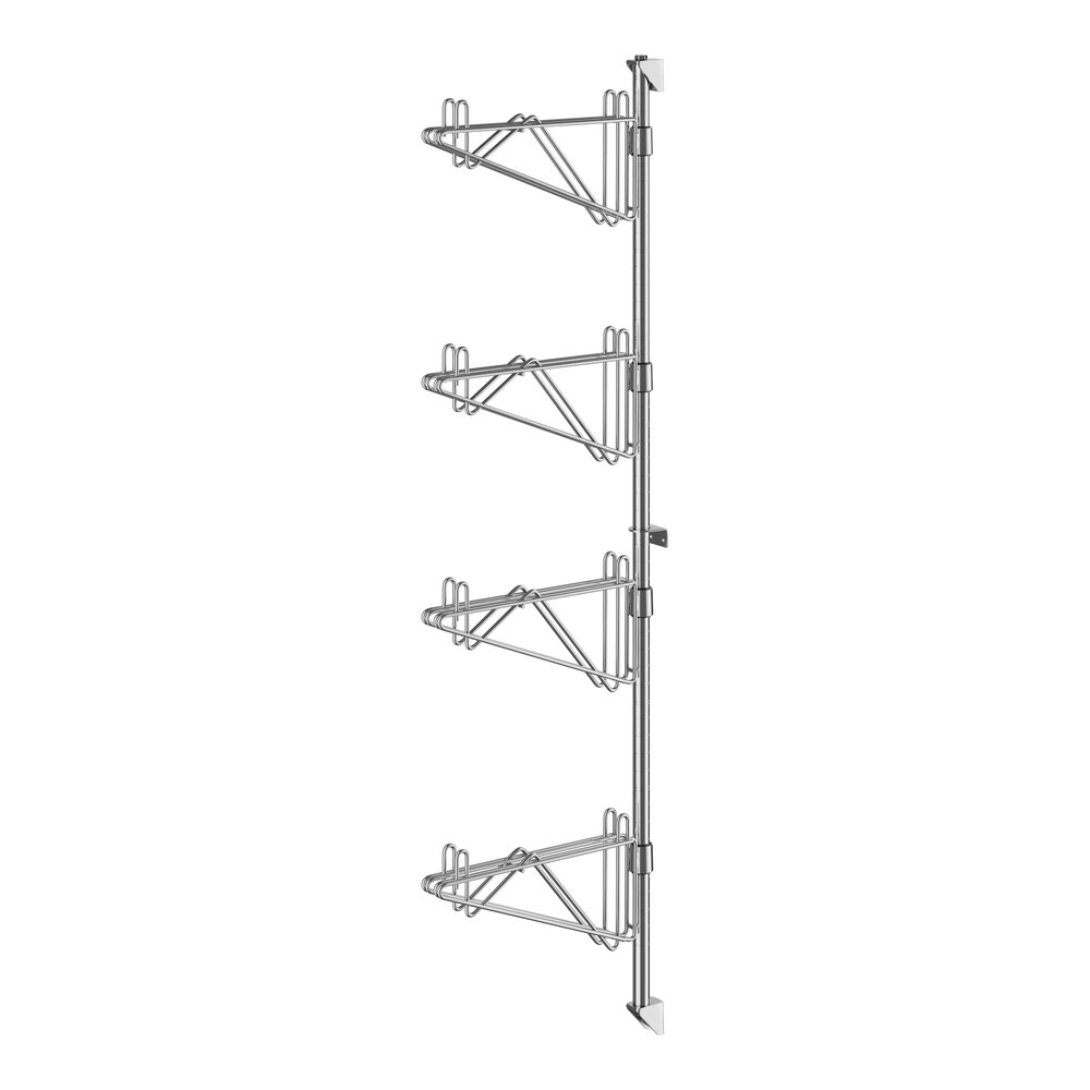 54" 4-Level Stainless Steel Wall-Mount Middle Shelf Post with Double ...