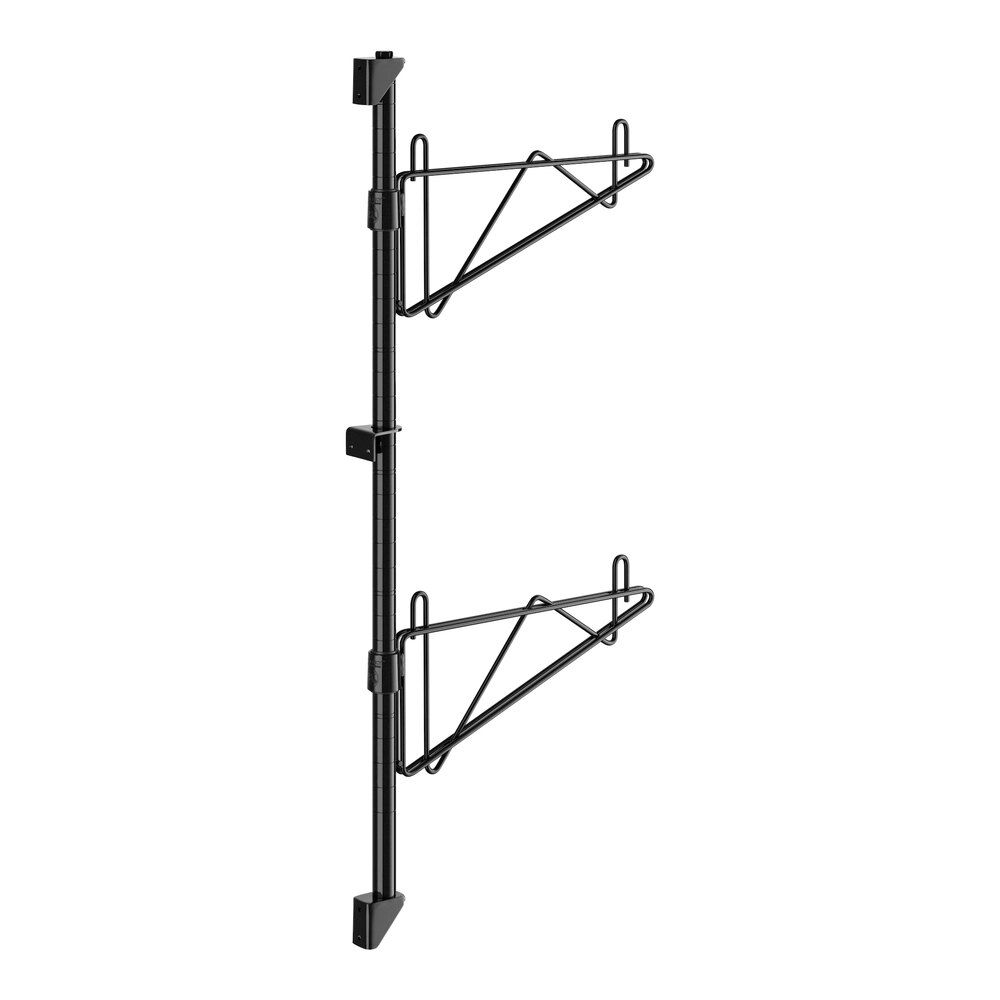 Regency 34" 2-Level Black Epoxy Wall-Mount End Unit Shelf Post with Single Brackets for 12" Deep ...