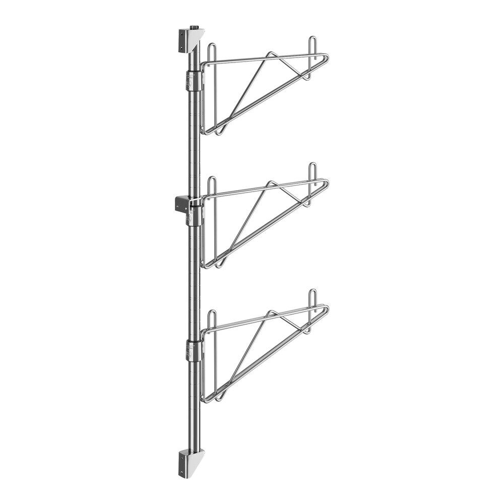 Regency 34" 3-Level Chrome Wall-Mount End Unit Shelf Post with Single ...