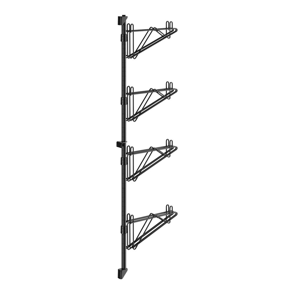 Regency 54" 4-Level Black Epoxy Wall-Mount Middle Shelf Post with ...
