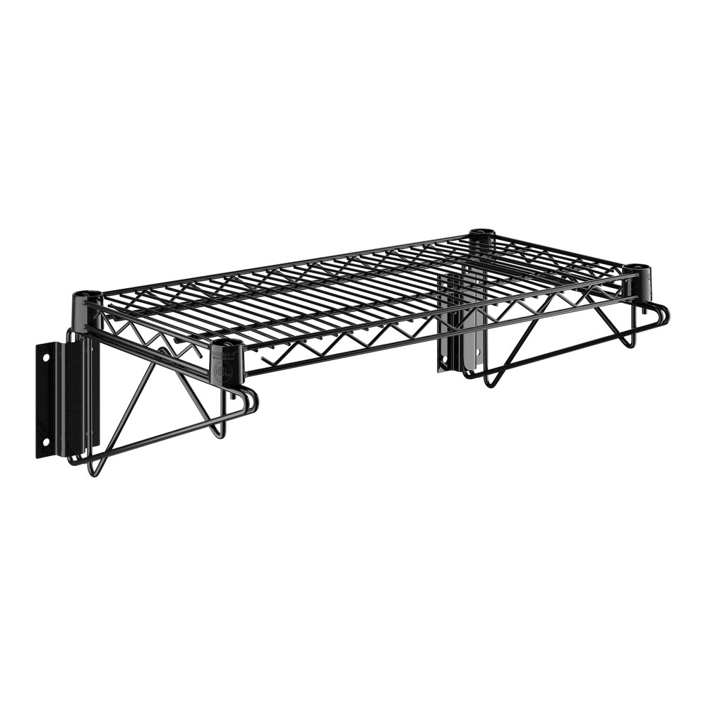 12" x 24" Black Epoxy Wall-Mount Wire Shelf